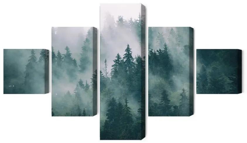 Vícedílný obraz Mlha V Zeleném Lese Nedostatek Nedostatek Plátno Canvas 250x150