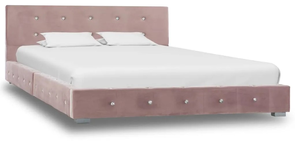 280398 vidaXL Rám postele růžový samet 120 x 200 cm