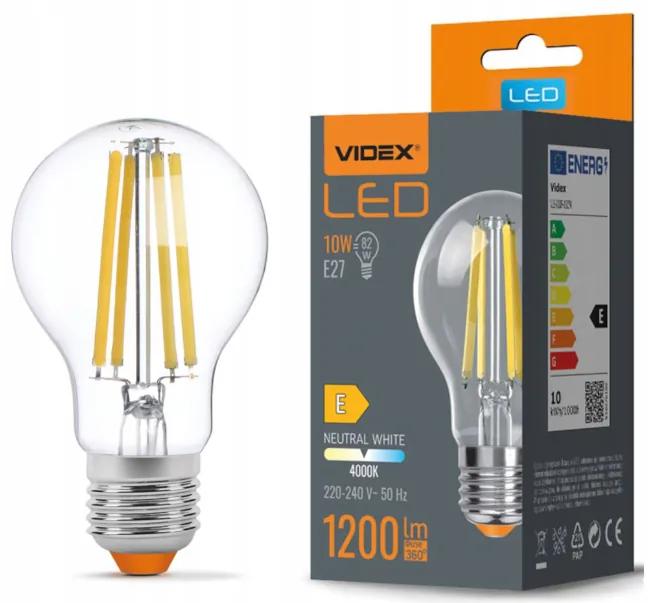 VIDEX LED žárovka filament - E27 - 10W - A60 - neutrální bílá