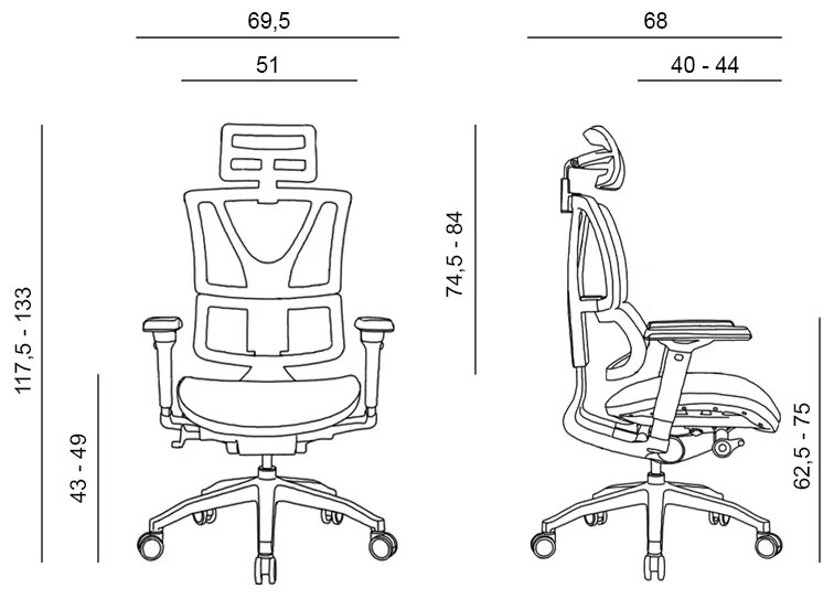 Kancelářská ergonomická židle KORINA — síť, černá, nosnost 150 kg Antares