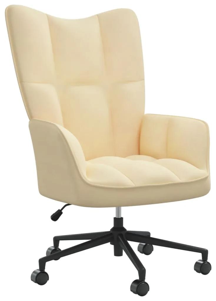 Relaxační židle krémově bílá samet,  328181