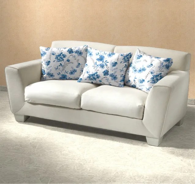 Dadka Povlak na polštář flanel Kvítí modré na bílém  50x70 cm