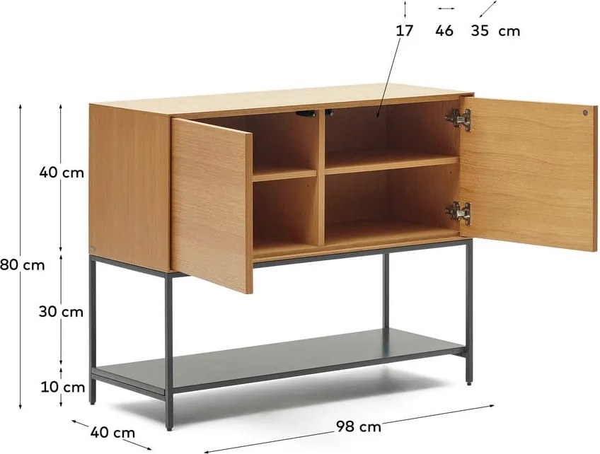 Nízká komoda v dekoru dubu v přírodní barvě 97,5x80 cm Vedrana – Kave Home