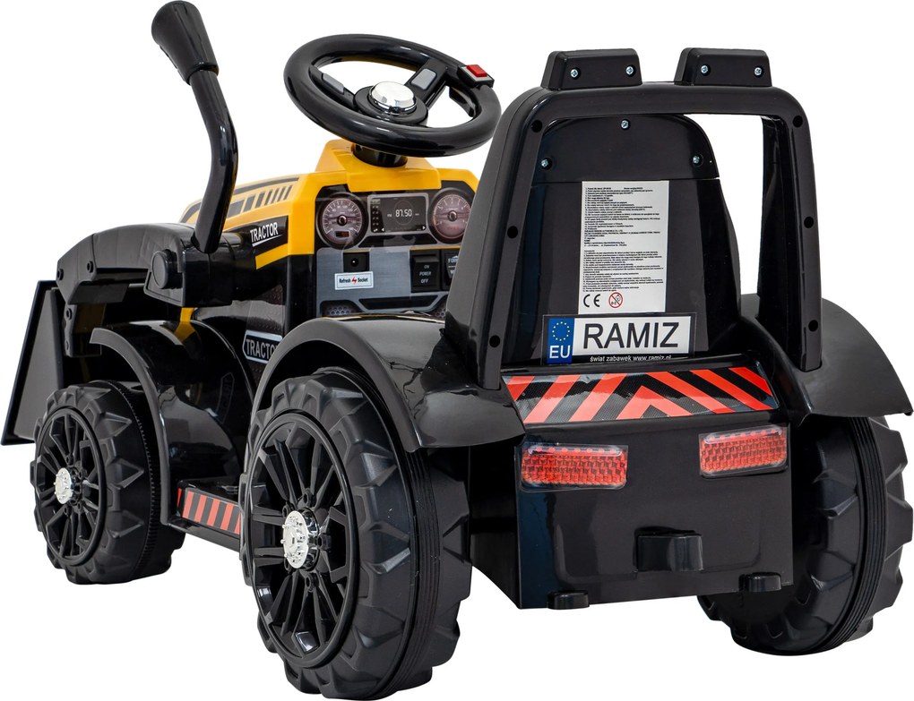 Ramiz Traktor buldozer G320 pro nejmenší děti žlutý + pohyblivá lžíce + melodie + klakson + LED světla