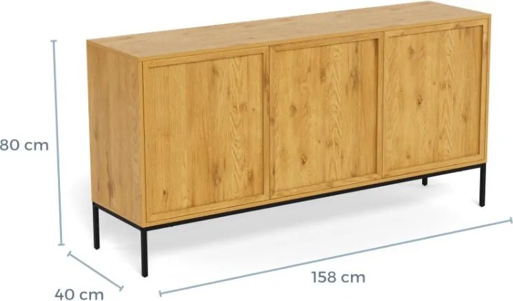 Komoda Palmdale 158 cm dub divoký/černý
