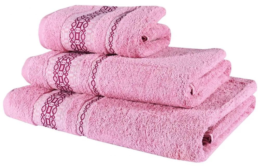 EMI Sada 3 kusů bavlněných osušek a ručníku Rosa růžová 1x 50x90 + 1x 70x140 + 1x 90x165