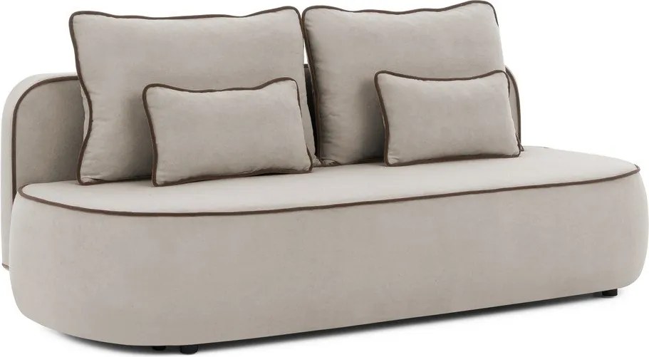 Hnědá/taupe sametová rozkládací/s úložným prostorem pohovka 210 cm Saga – Ropez
