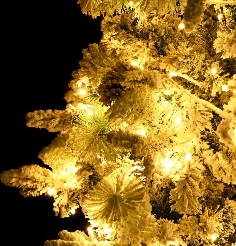 vidaXL Vánoční stromek s LED zasněžený s šiškami 195 cm PVC a PE [3094561]