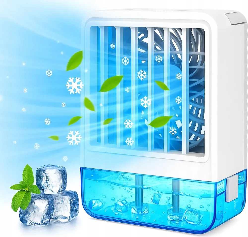 Větráček Mini Klimatizátor Stolní ventilátor Tichý na vodu 800 ml Led
