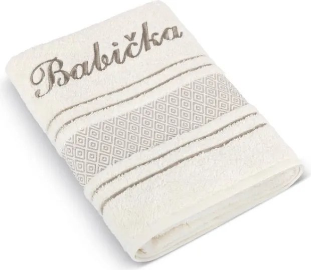Bellatex Froté ručník mozaika se jménem BABIČKA 50x100 cm Babička Béžová