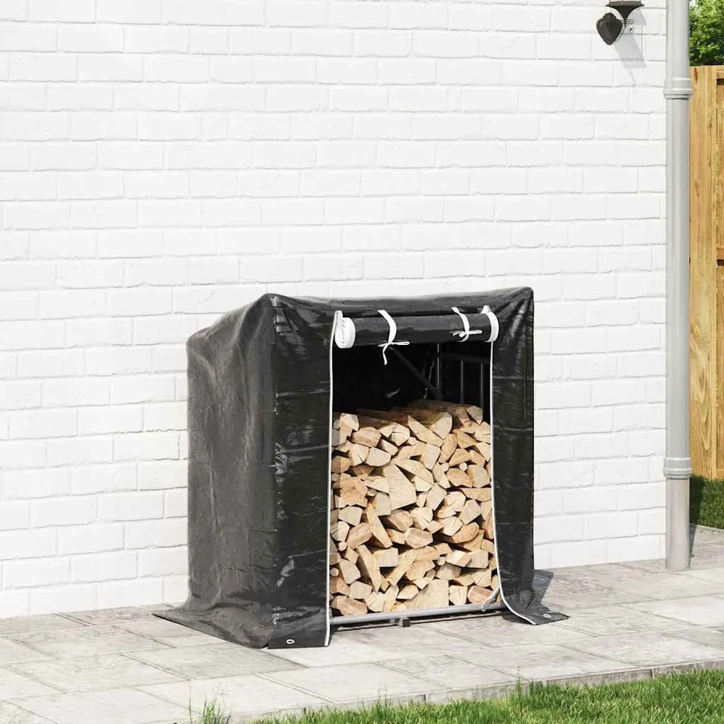 vidaXL Stojan na palivové dřevo s krytem proti dešti 100x25x150 cm [4104937]