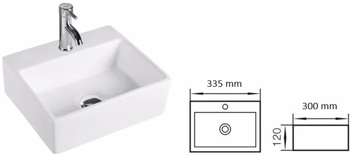 Gamma Arco, umyvadlo na desku 335x300x120 mm, bílá lesklá, GMA-UC-ARCO