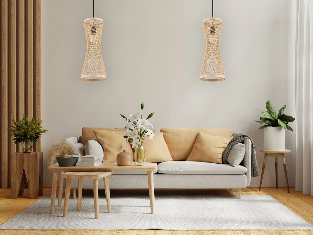 Toolight Natural, závěsné stropní svítidlo 1xE27 APP1637-1CP, přírodní hnědá, OSW-05107