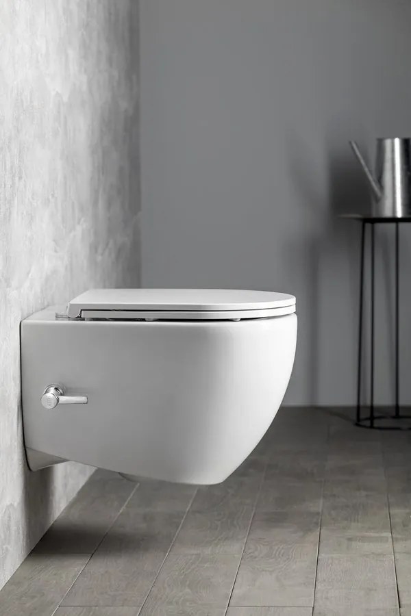Isvea Isvea, INFINITY CLEANWASH závěsná WC mísa, integrovaná baterie a bidetová sprška, Rimless, 36,5x53cm, bílá, 10NFS9217I