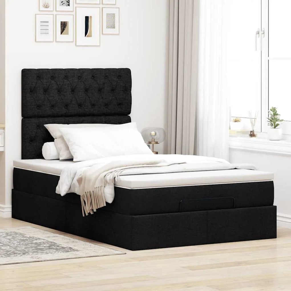 Osmanský rám postele s matrací černá 120x200cm textil 3313232