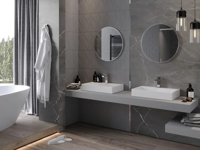 Mexen Loft kulaté koupelnové zrcadlo 60 cm, rám z nerezové oceli - 9850-060-060-000-10