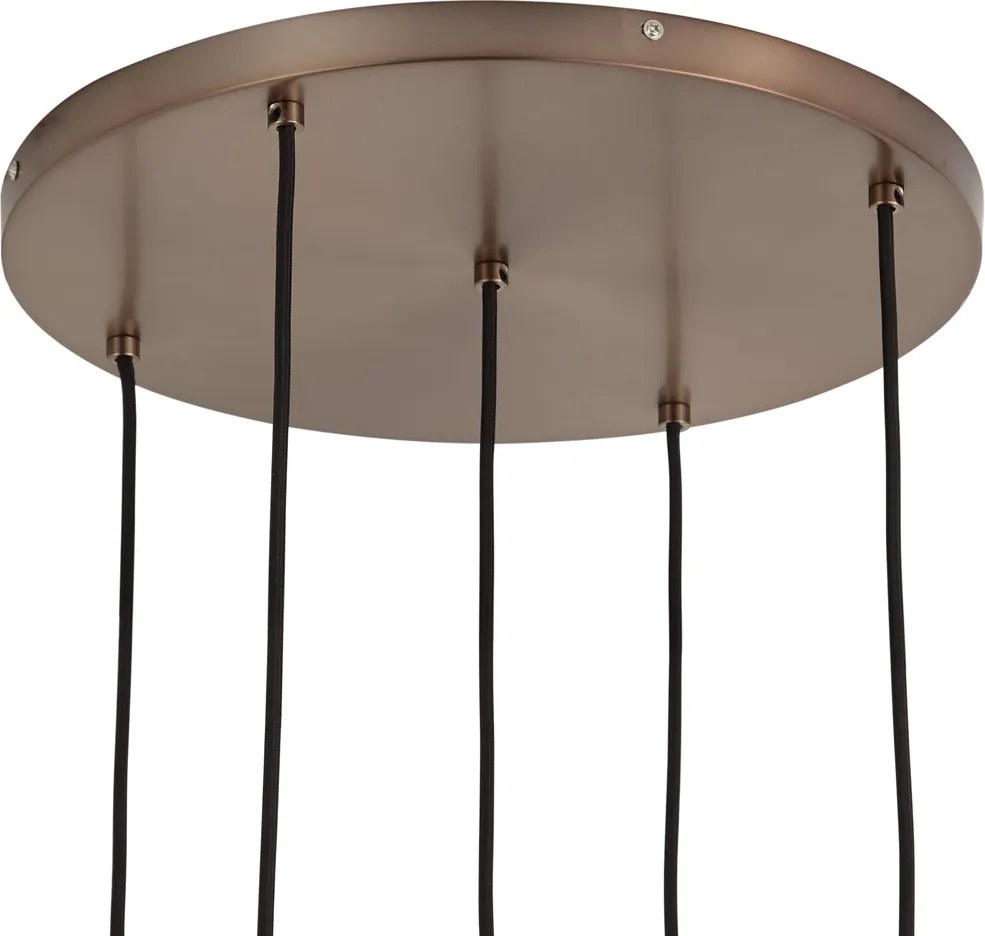 Art Deco Pendant Lamp Dark Bronze with Ribbed Glass 5-Light - Walcott