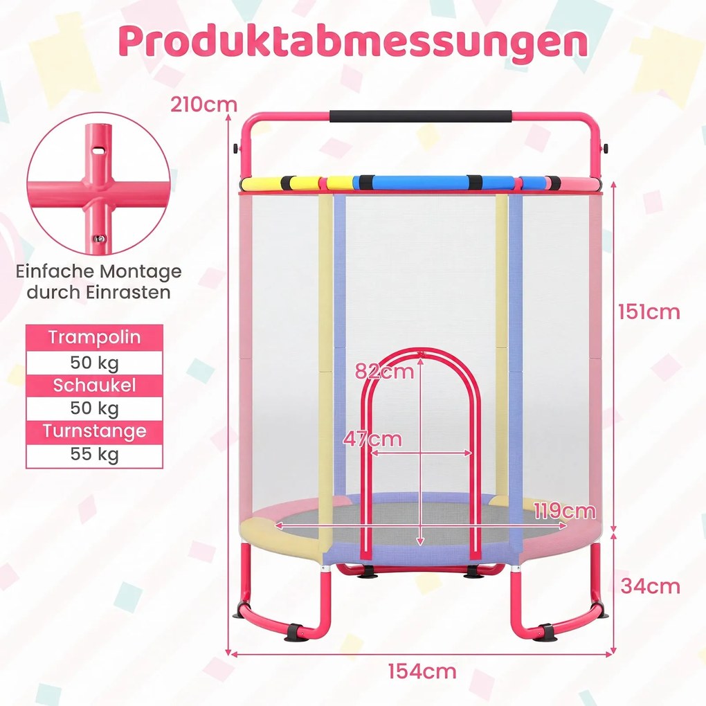 Costway Trampolína pro děti 154 cm 6 v 1 Dětská trampolína s gymnastickou