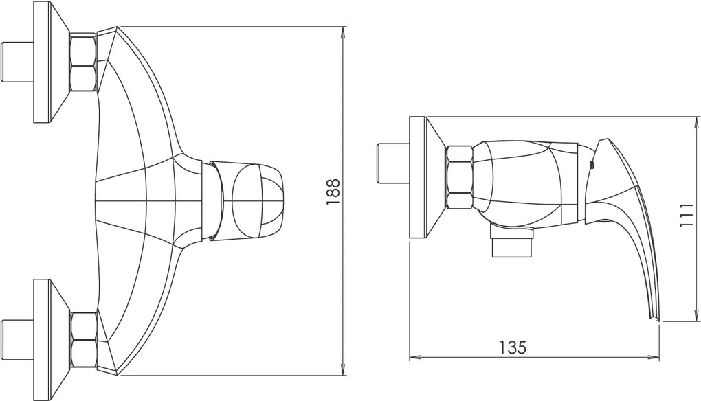 Novaservis Metalia 57 57060.0 sprchová baterie nástěnná 150 mm