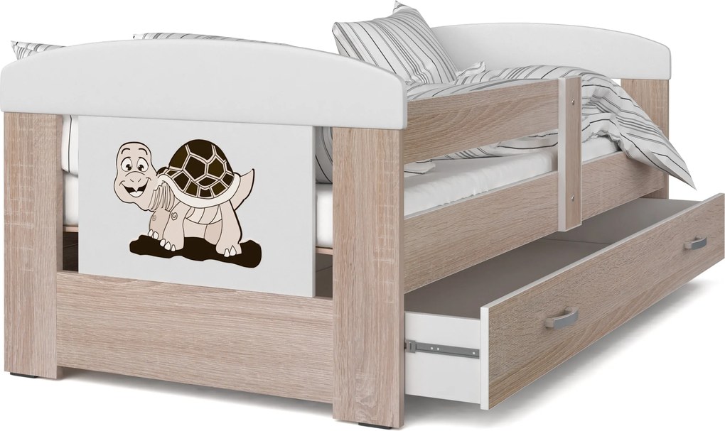 Svět pokojů Dětská postel Fanda s úložným prostorem - ŽELVA Rozměr: 160x80 cm, Matrace: Ne, Barva dílů: bílá
