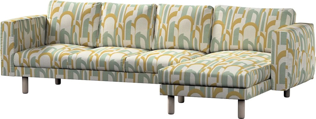 Potah na pohovku IKEA Norsborg 4-místná se šezlongem barva zelená látka pletený vzor, vzorované