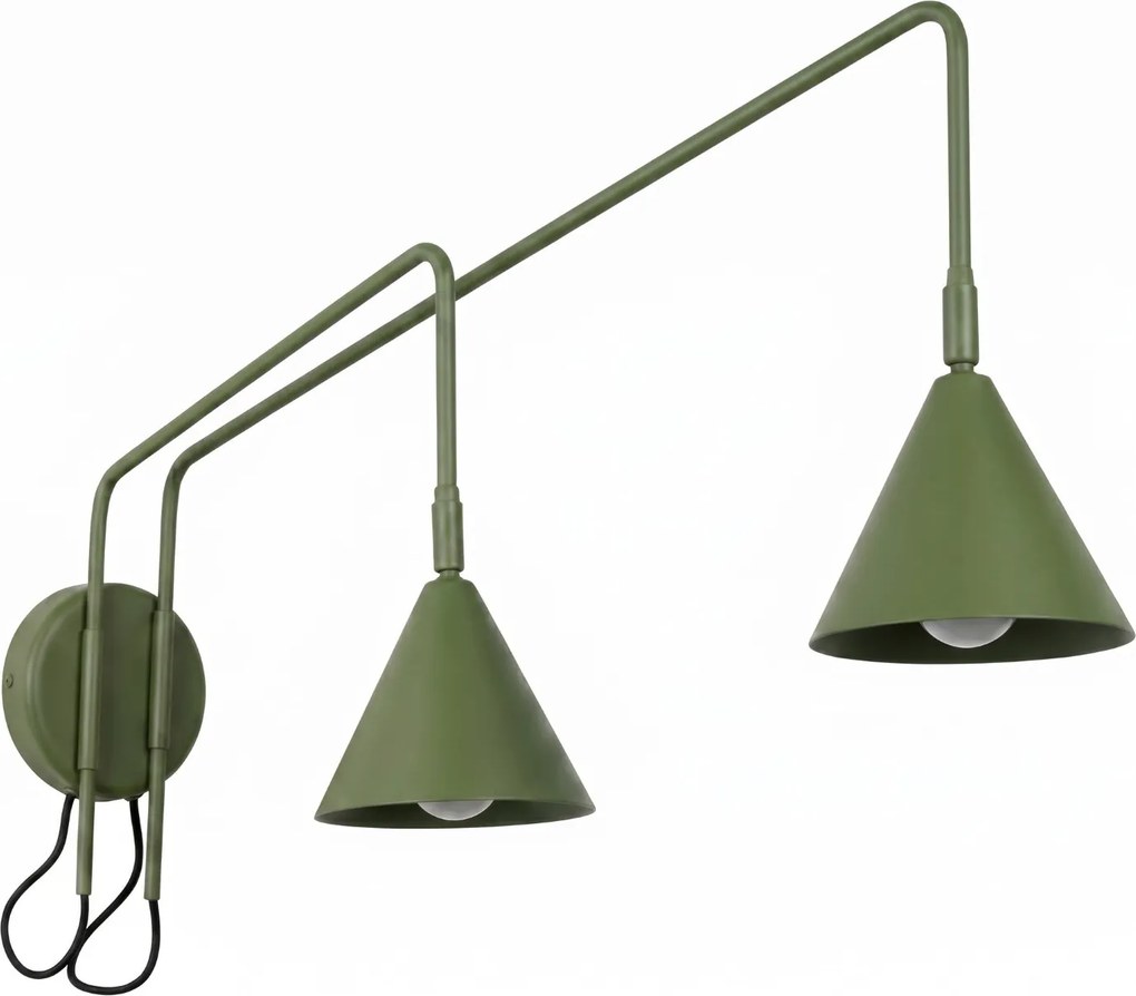 Sollux Lighting Nástěnné svítidlo NOX 2 olivově zelené s vypínačem
