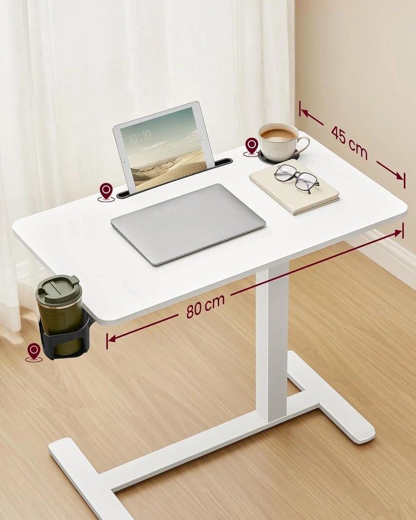 Výškově nastavitelný odkládací stolek Vasagle Elev 80 cm bílý