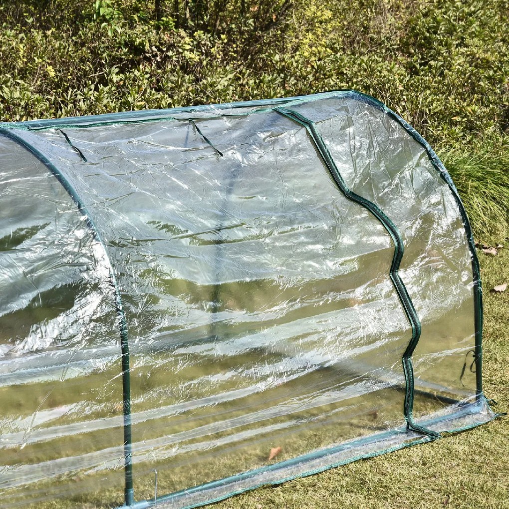 Outsunny Skleník s dveřmi, chladicí rám, pěstování rostlin, ocel PVC, 250x100x80cm