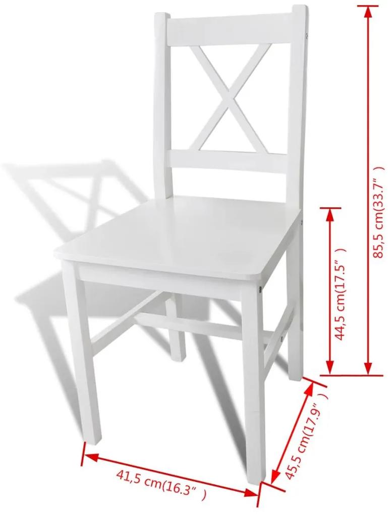 Jídelní židle 4 ks bílé borové dřevo,  241511