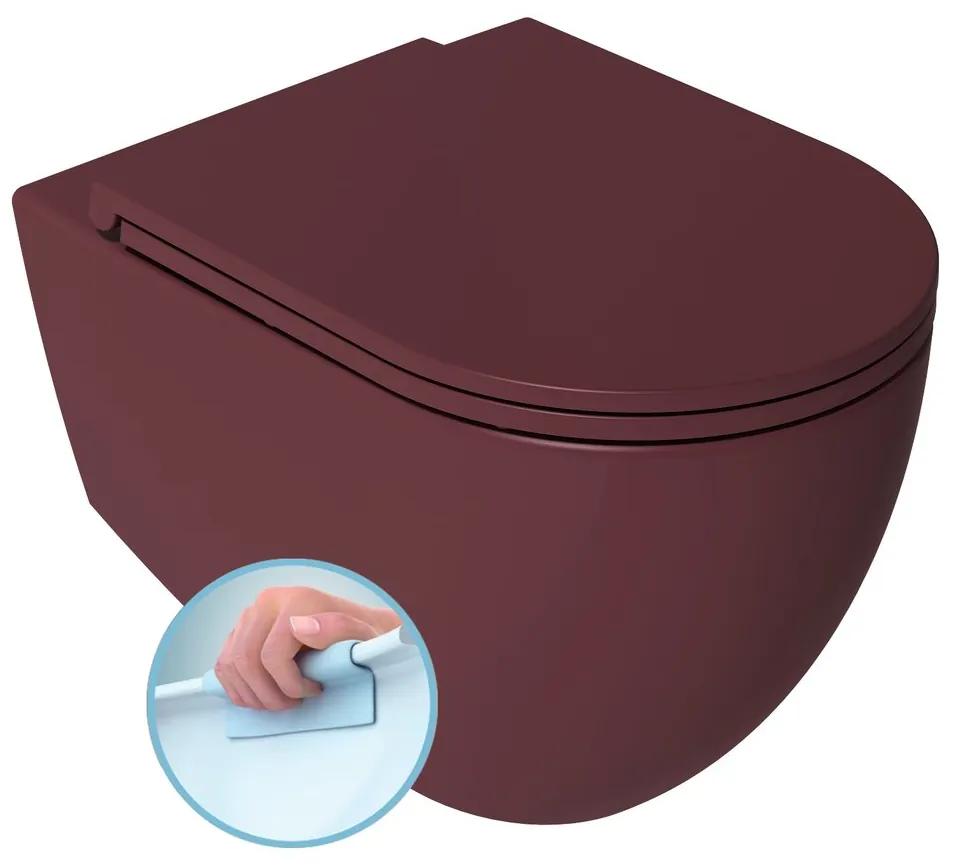 Isvea INFINITY závěsná WC mísa, Rimless, 36,5x53cm, maroon red