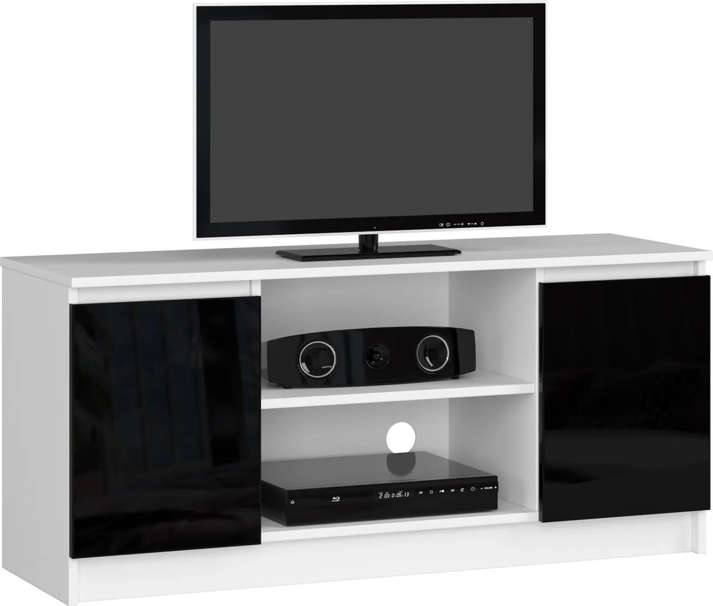 TV stolek K120 bílá/černý lesk