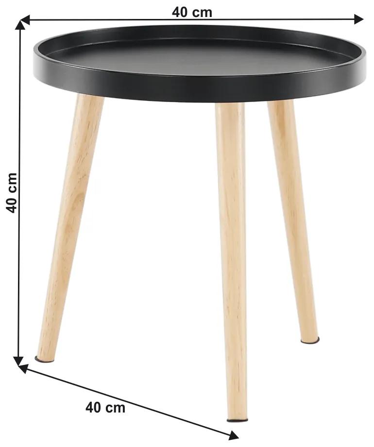 Černý příruční stolek SANSE TYP 2 s přírodními nohami