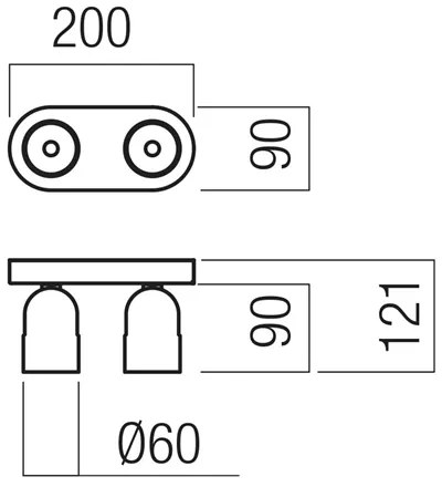 Redo group Redo Kobe, černo-hnědé stropní/nástěnné svítidlo, LED 16W 3000K, stmívatelné TRIAC, průměr 6cm, 20x9cm