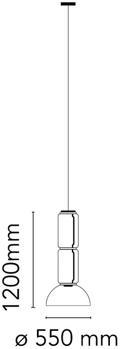 Flos Noctambule S2 Low Cylinder and Bowl, závěsné svítidlo ze skla, 3x9W + 1x18W LED 2700K, výška 120cm