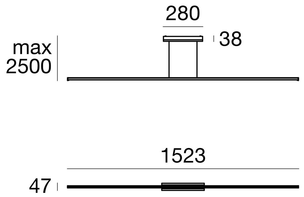 Linea Light 8205 Straight_P1, černé subtilní svítidlo nad stůl, 18W LED 2700K, délka 152cm