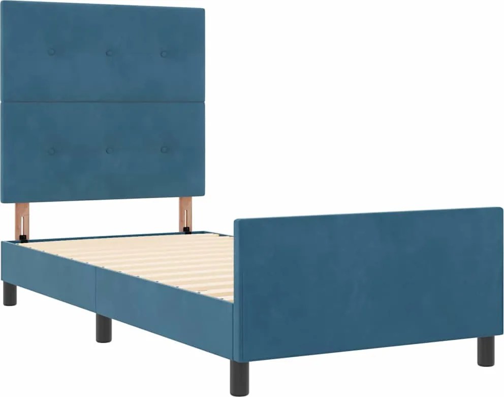 Postel s boxspringem s čelo Tmavě modrá 80 x 200 cm samet 3344907