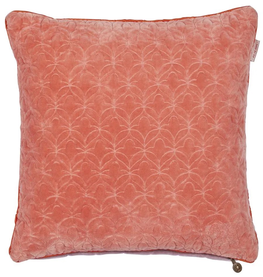 Pip Studio polštář Quilty Dreams Coral 45x45cm, korálový (sametový polštář 45x45cm s výplní)