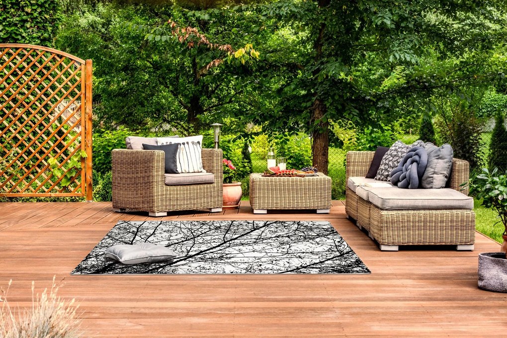Tutumi Nature 4D, plyšový koberec vzor: černé stromy 140x200 cm, SHG-09009