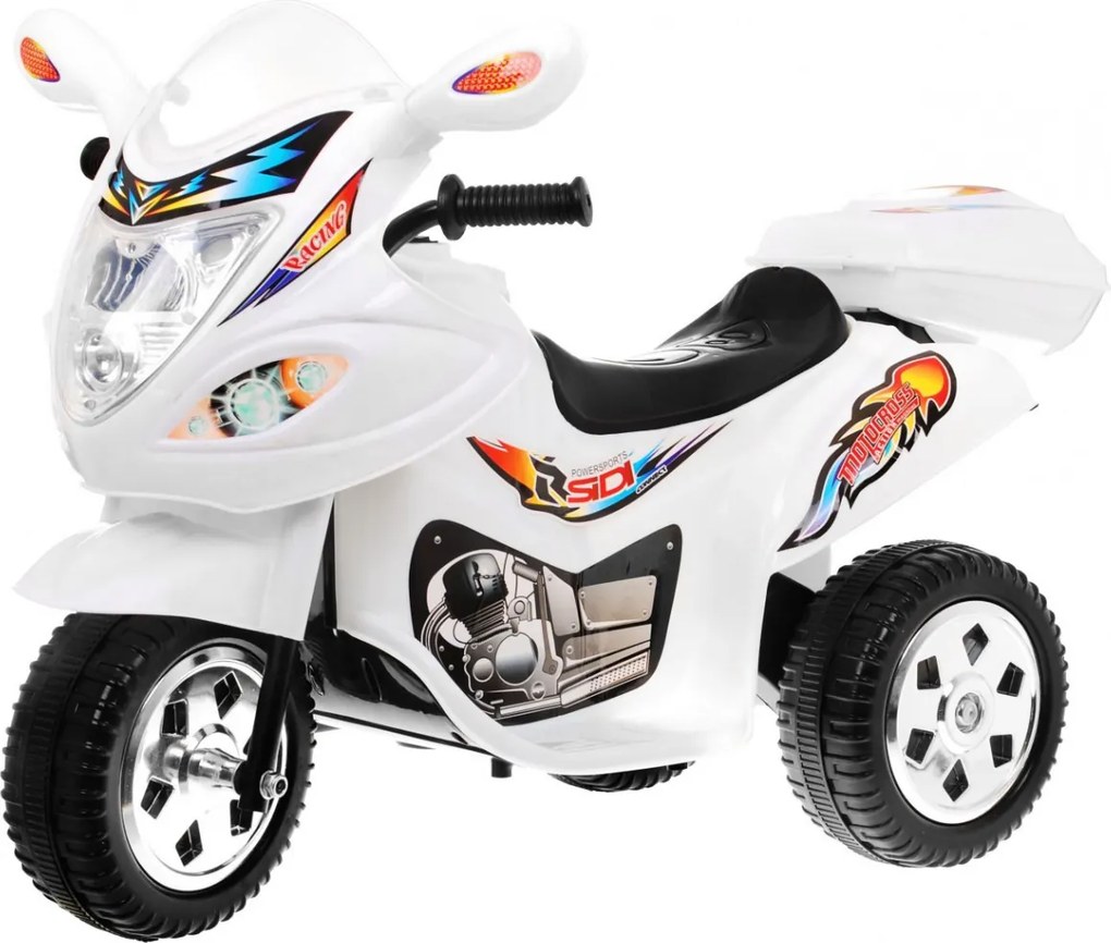 Ramiz Dětská elektrická tříkolka motorka BJX-088 bílá + zvuky + světla