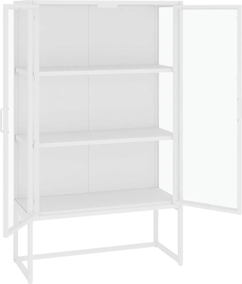 Komoda bílá 80 x 35 x 135 cm ocel a tvrzené sklo 335884