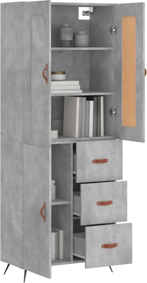 Skříň highboard betonově šedá 69,5x34x180 cm kompozitní dřevo 3199789