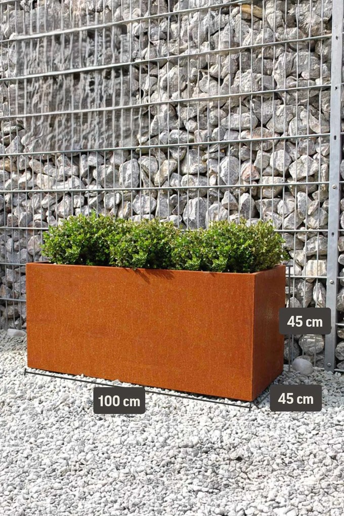 Truhlík MAXI, corten, šířka 100 cm, hnědý