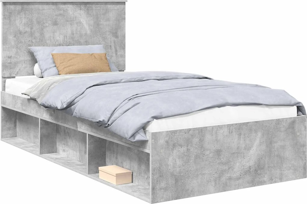 Rám postele Betonově šedá 100 x 200 cm Masivní borové dřevo 3411049