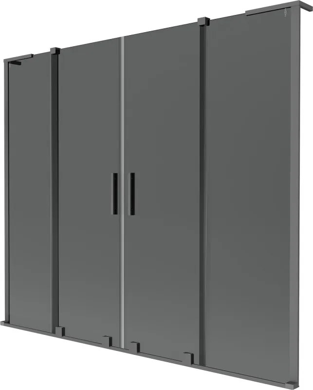 Mexen Velar L Duo, 2-křídlová posuvná vanová zástěna 200 x 150 cm, 8mm šedé sklo, grafitová, 896-200-003-42-95