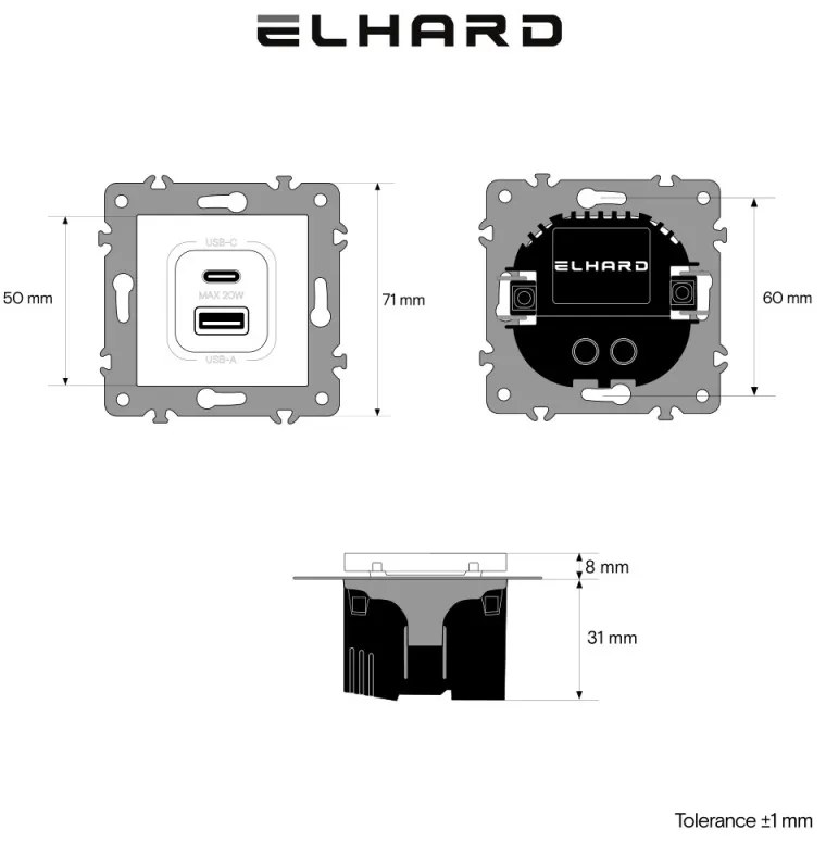 Elhard USB A+C zásuvka Royal 20W, bílá YK2133W