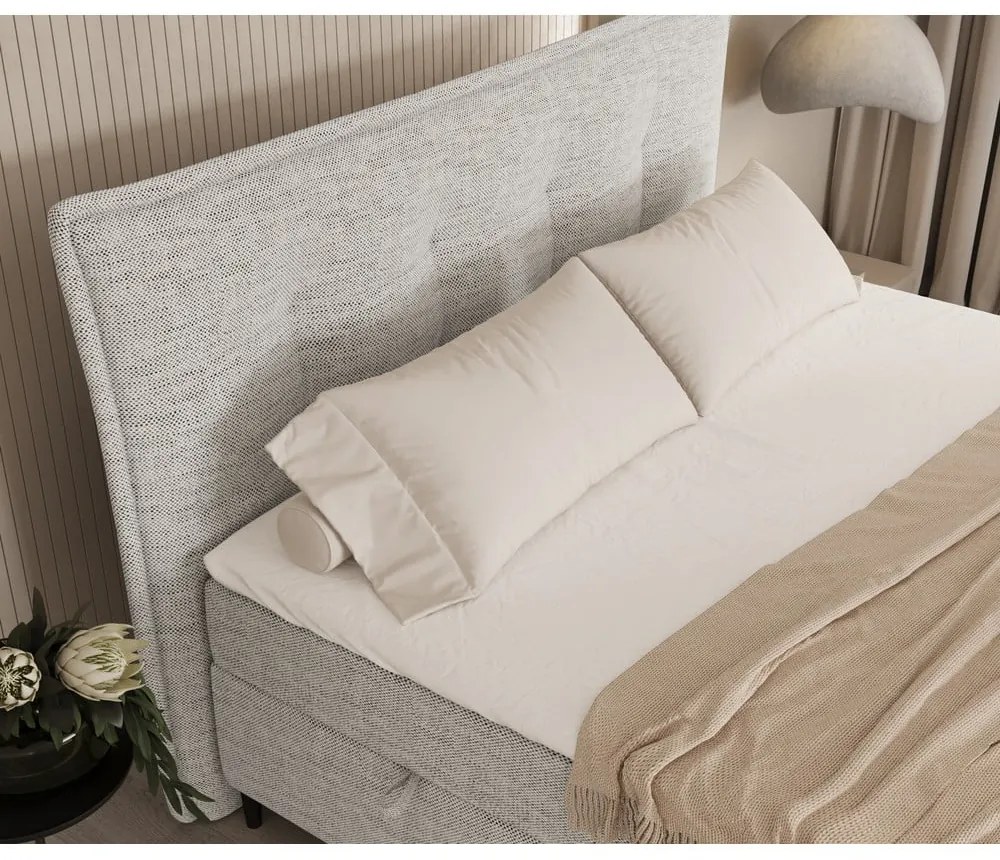 Světle šedá boxspring postel s úložným prostorem 160x200 cm Sinai – Maison de Rêve