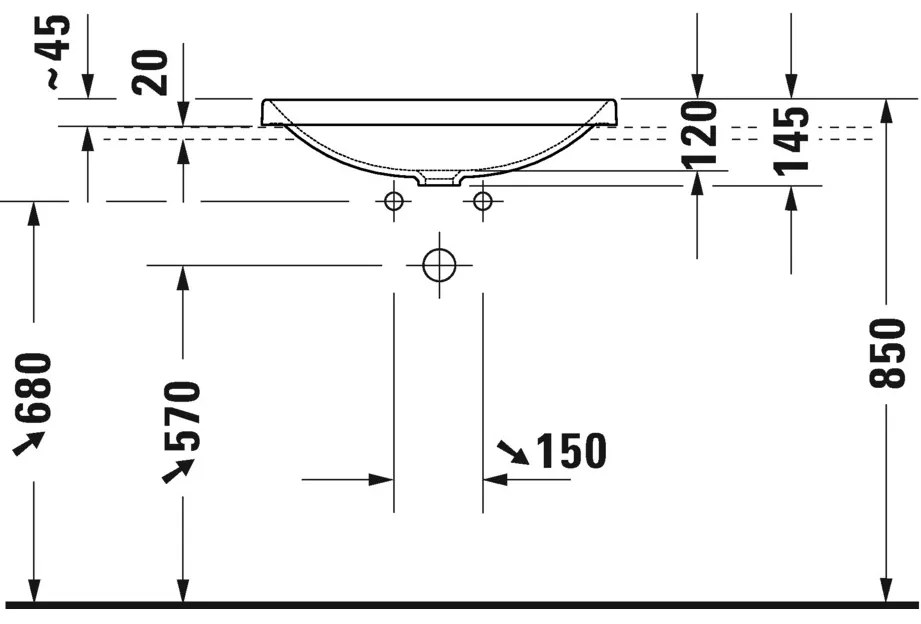 Duravit D-Neo - Vestavné umyvadlo 600 x 435 mm, bez přepadu, bílá 0358600079