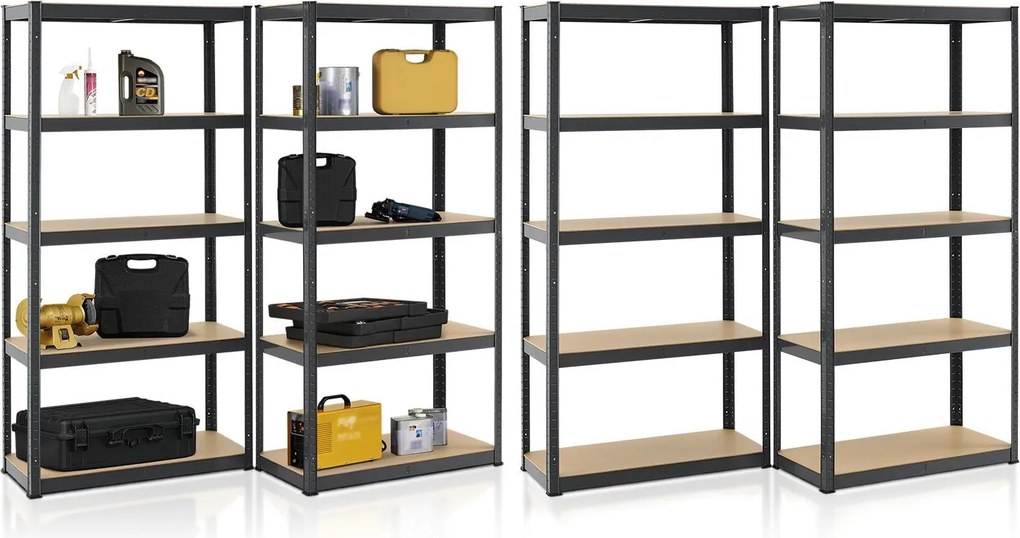 Juskys Sada kovových regálů Basic 180 × 90 × 40 cm Barva: šedá, Velikost sady: 2 ks