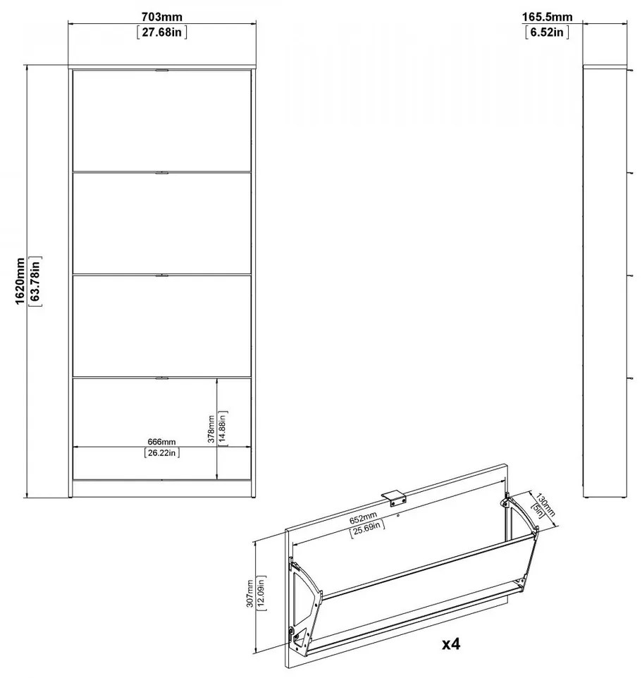 Botník Flap C 165, bílá