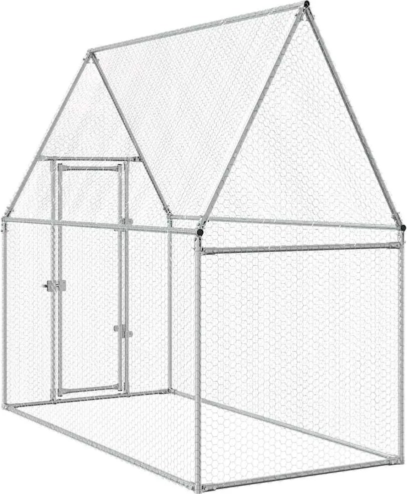 Klec pro kuřata stříbrná 200 x 100 x 190 cm pozinkovaná ocel 172550